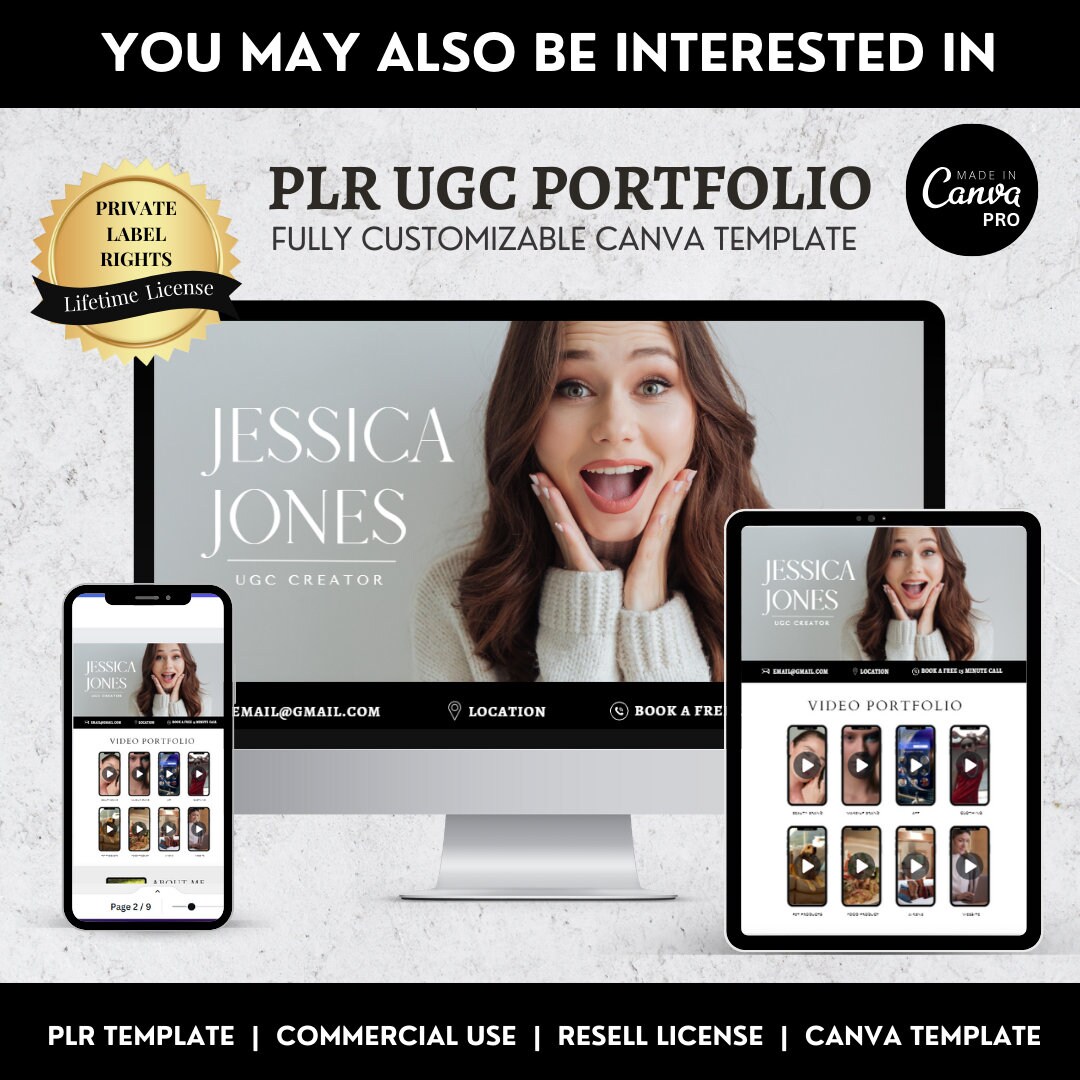 Professional PLR UGC Portfolio Canva Plr UGC Canva Template Plr Ugc ...