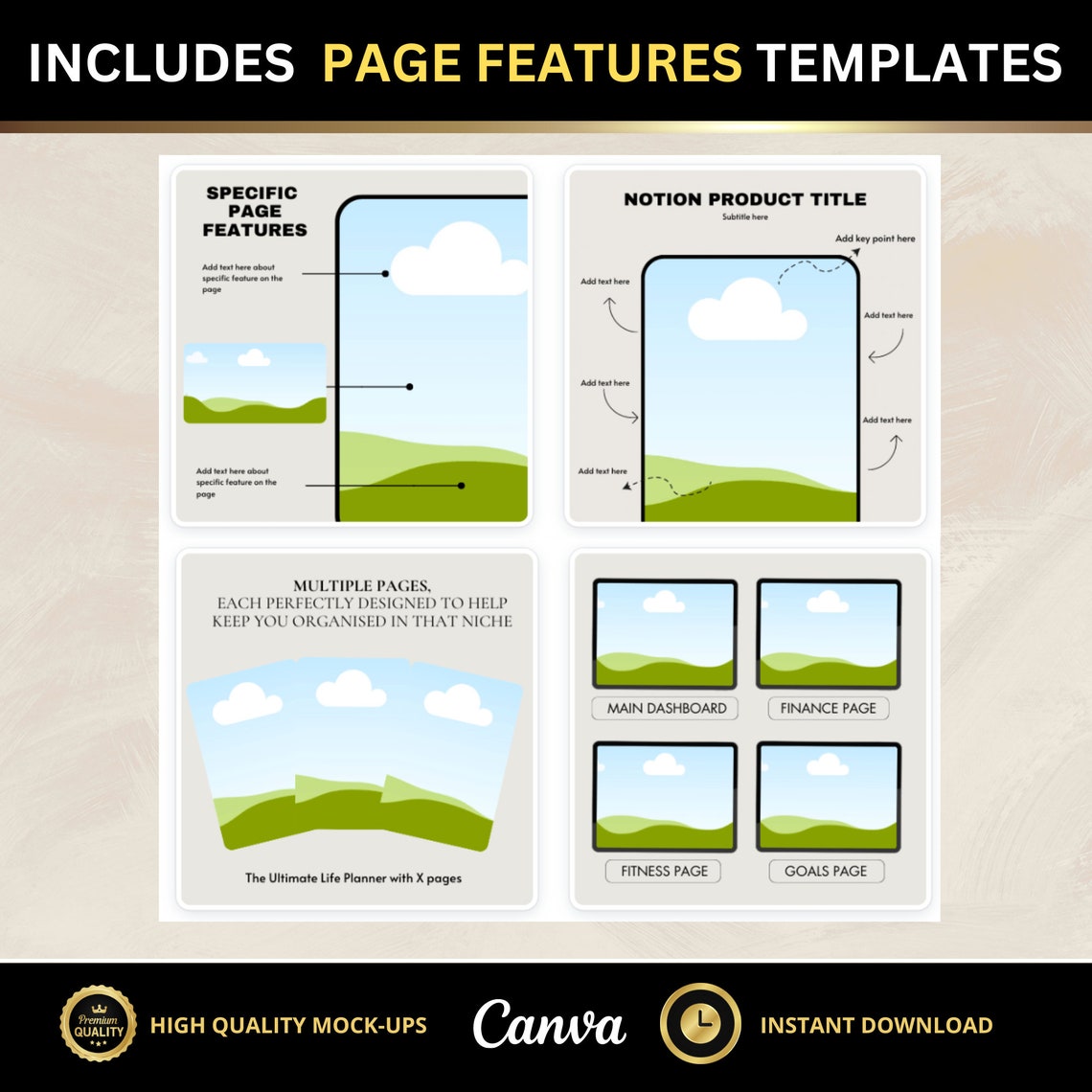 30 Notion Template Mockups for Etsy Listing, Latest Etsy Sizes: Square ...