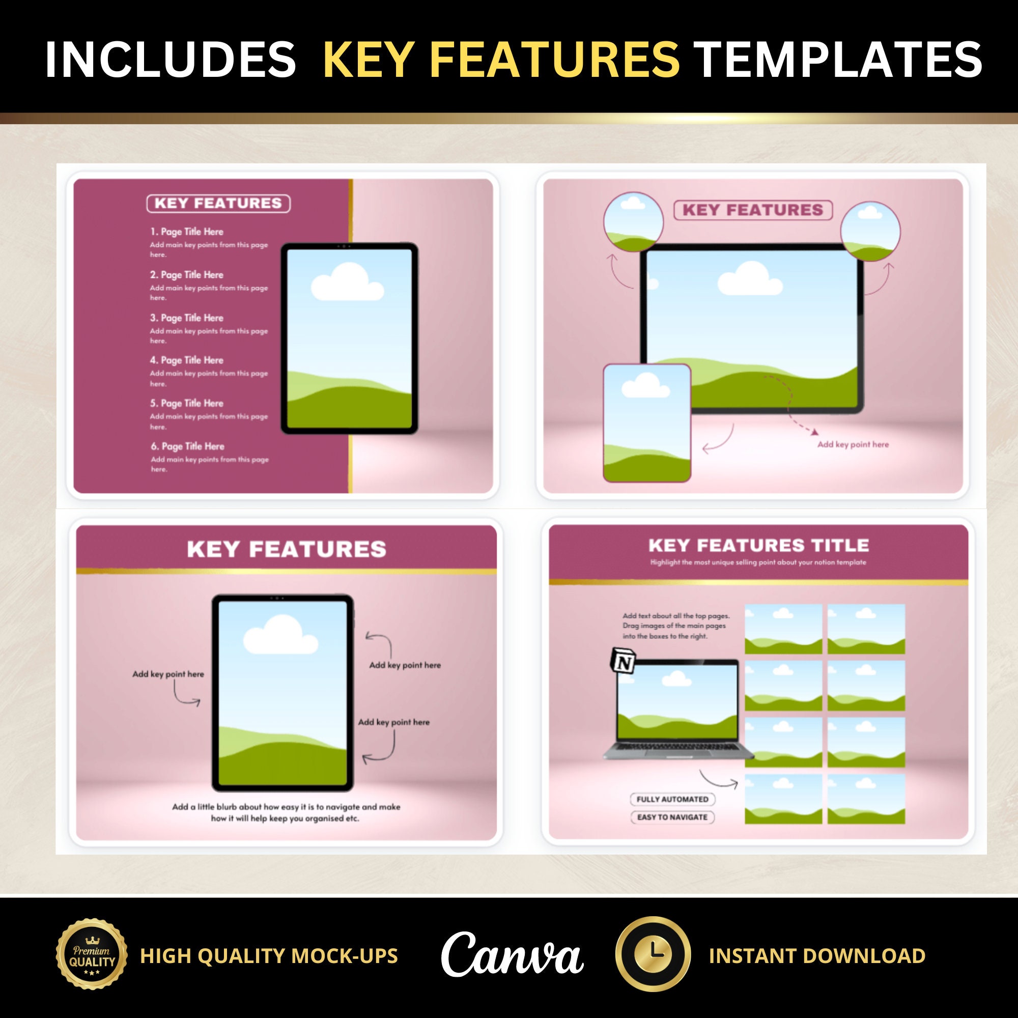 Mockup Notion Template Pink | 30 Notion Template Mockups Pink Bundle ...