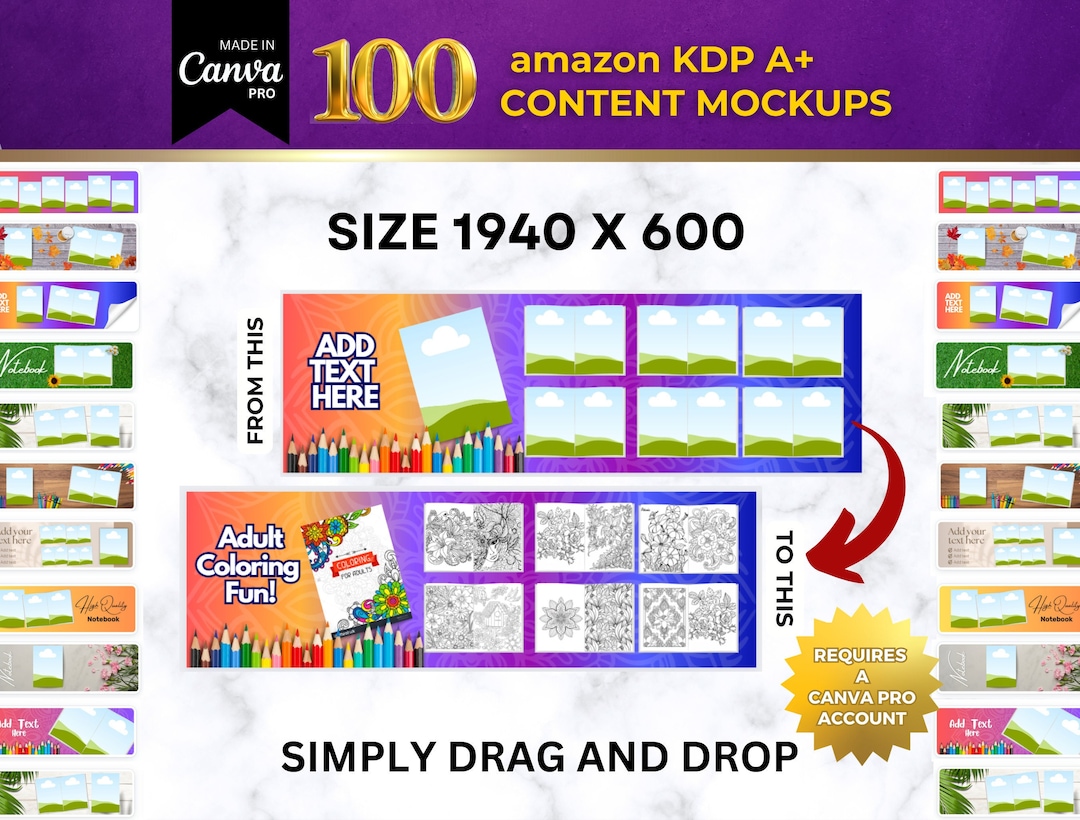 100 KDP A Plus Book Mockups, Size 1940 X 600px | Amazon KDP A Plus ...