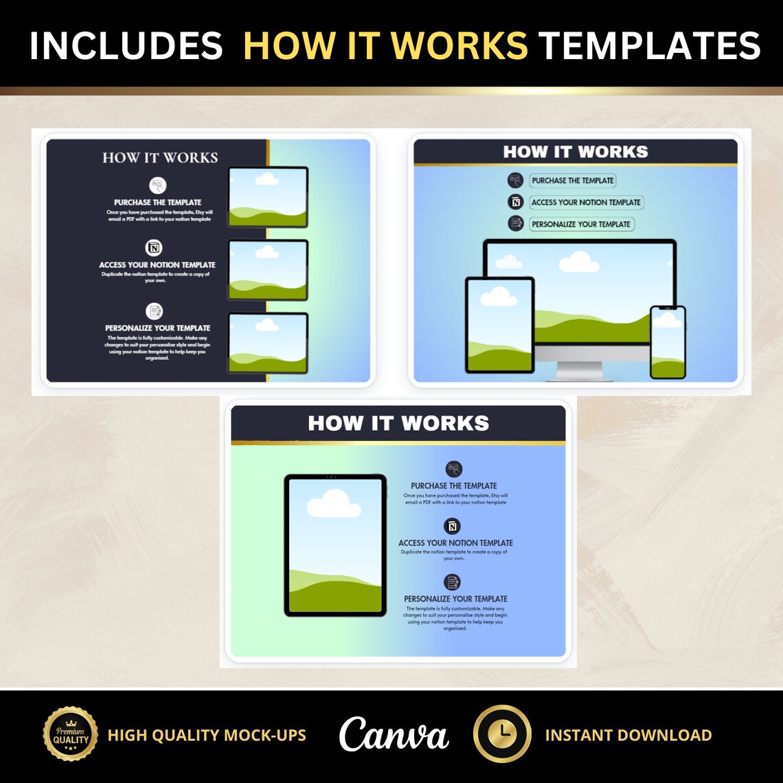 Notion Template Mockup, 30 Notion Templates for Etsy Listing, Notion ...