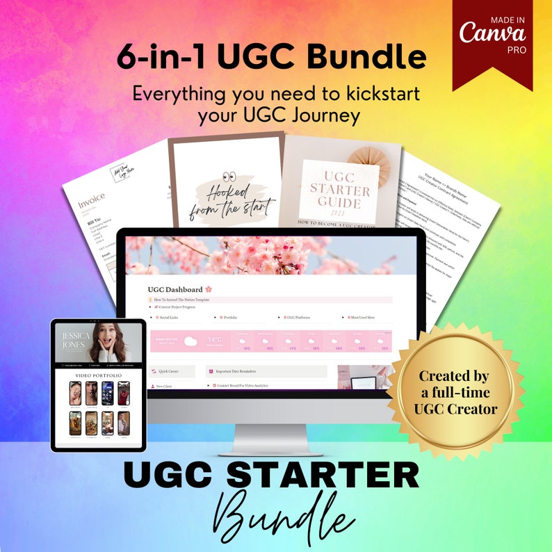 UGC Bundle 6-in-1 UGC Starter Bundle: Ugc Portfolio Canva, Ugc Contract ...