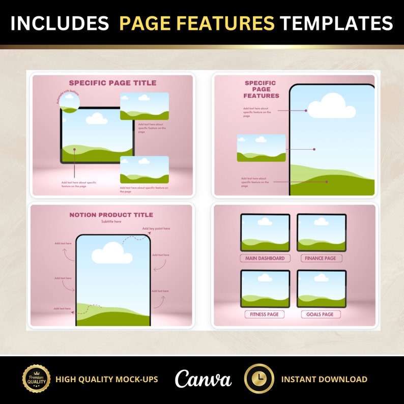 Mockup Notion Template Pink | 30 Notion Template Mockups Pink Bundle ...