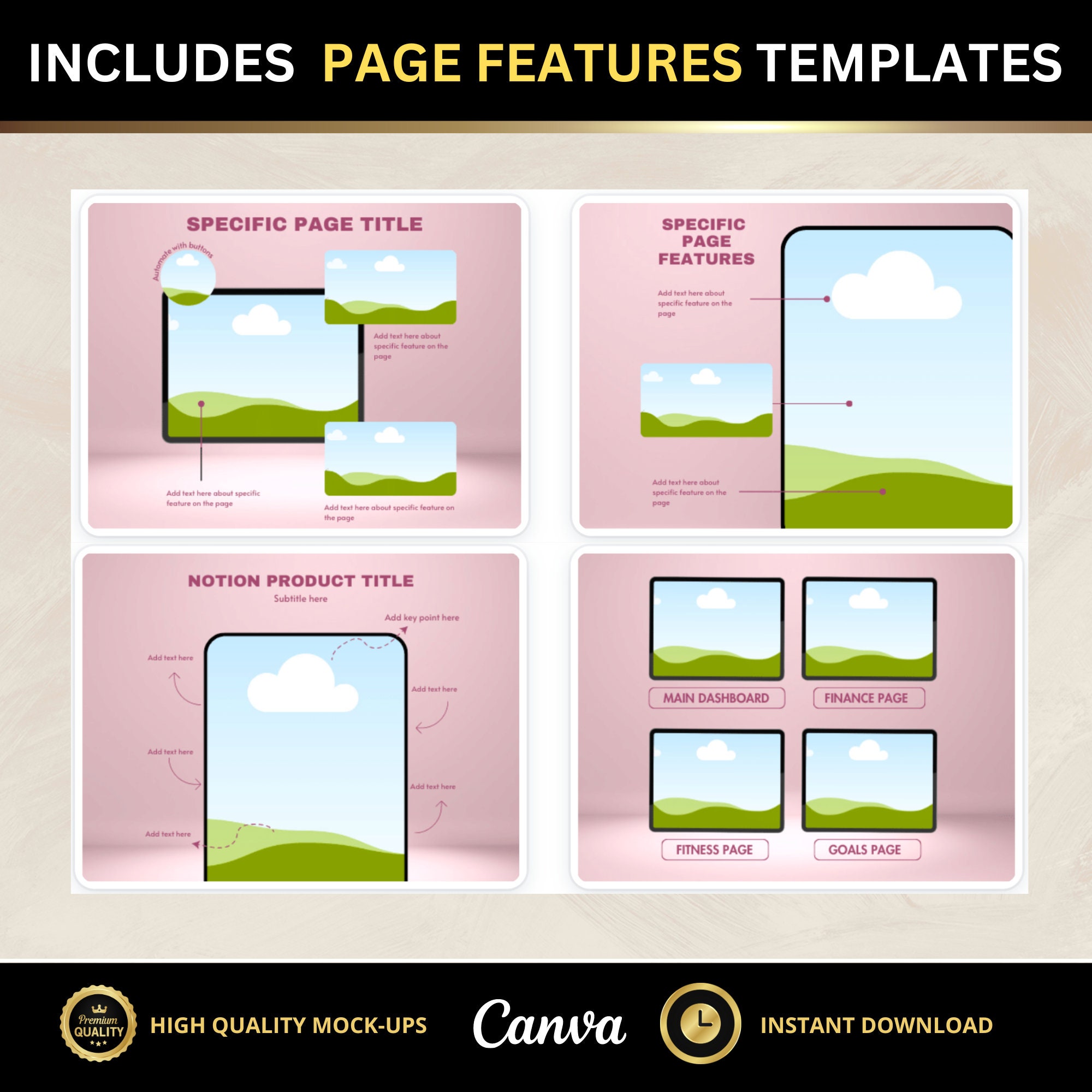 Mockup Notion Template Pink | 30 Notion Template Mockups Pink Bundle ...