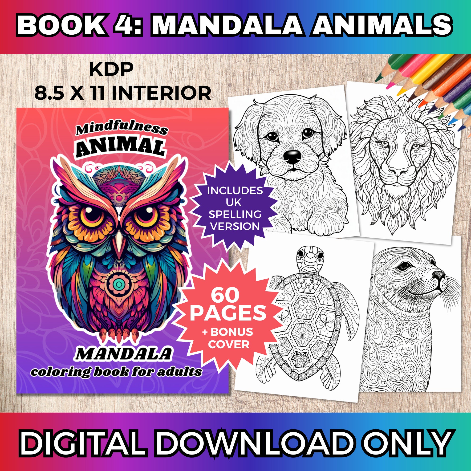 KDP Bundle: 7 KDP Books With 60 Coloring Pages per Book for Amazon KDP ...