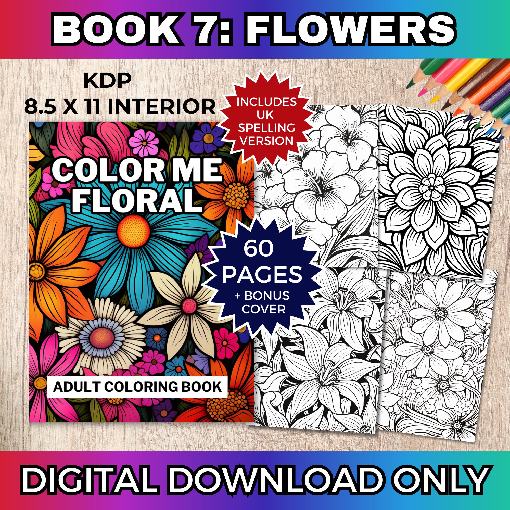 KDP Bundle: 7 KDP Books With 60 Coloring Pages per Book for Amazon KDP ...