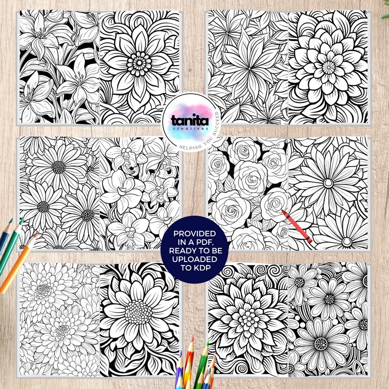 KDP Interior, 60 Flower Coloring Pages for Self-publishing Coloring ...