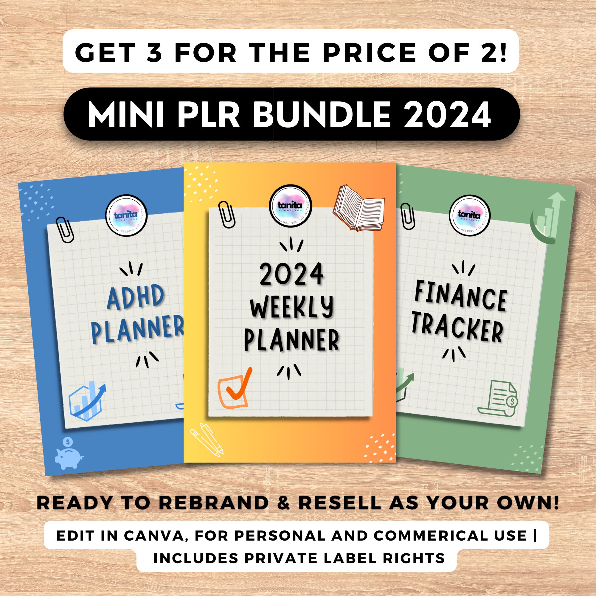 PLR Bundle 2024 | 3 PLR Digital Planners | PLR Goodnotes Planner Bundle ...