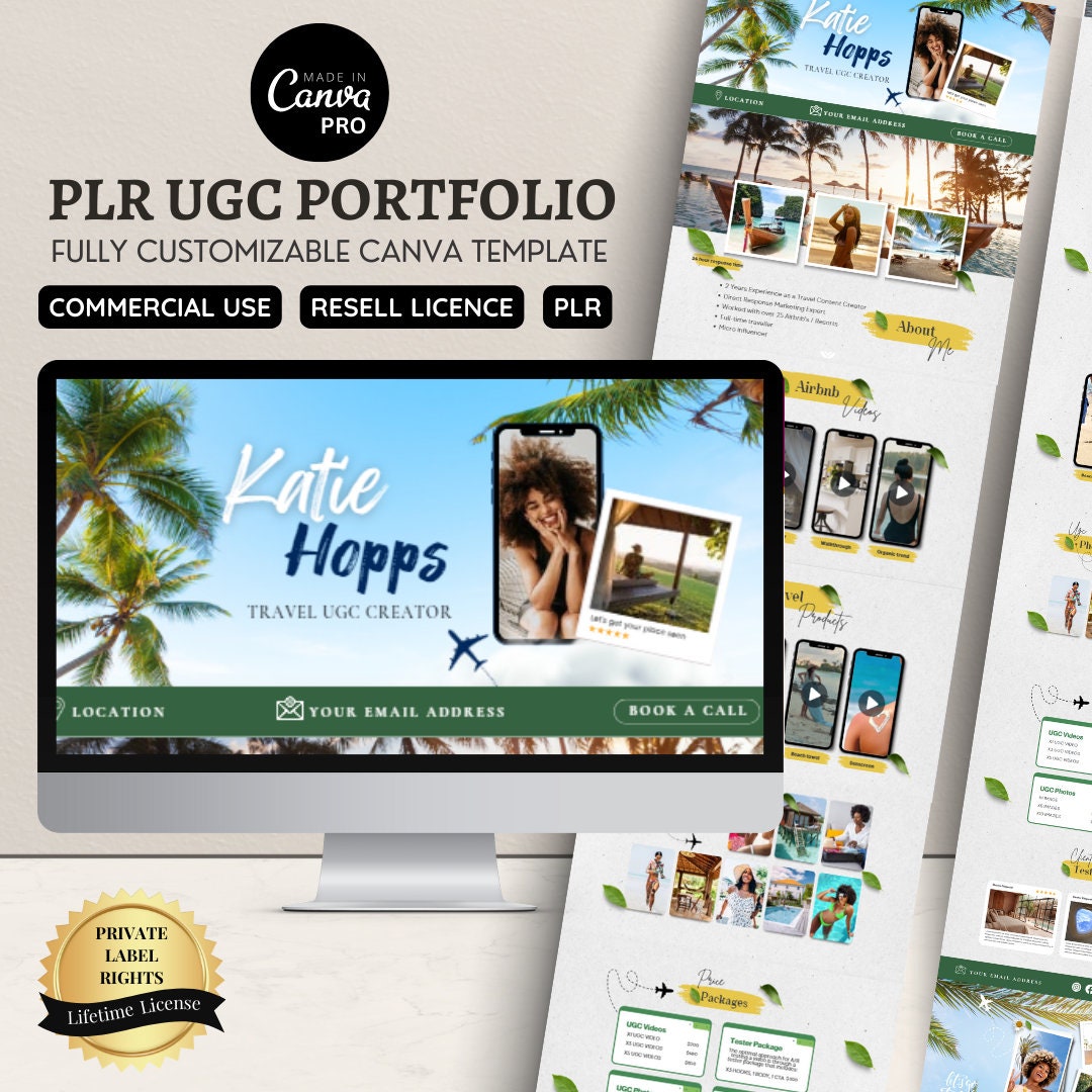 PLR UGC Portfolio Canva Travel Portfolio Plr UGC Canva Template With ...