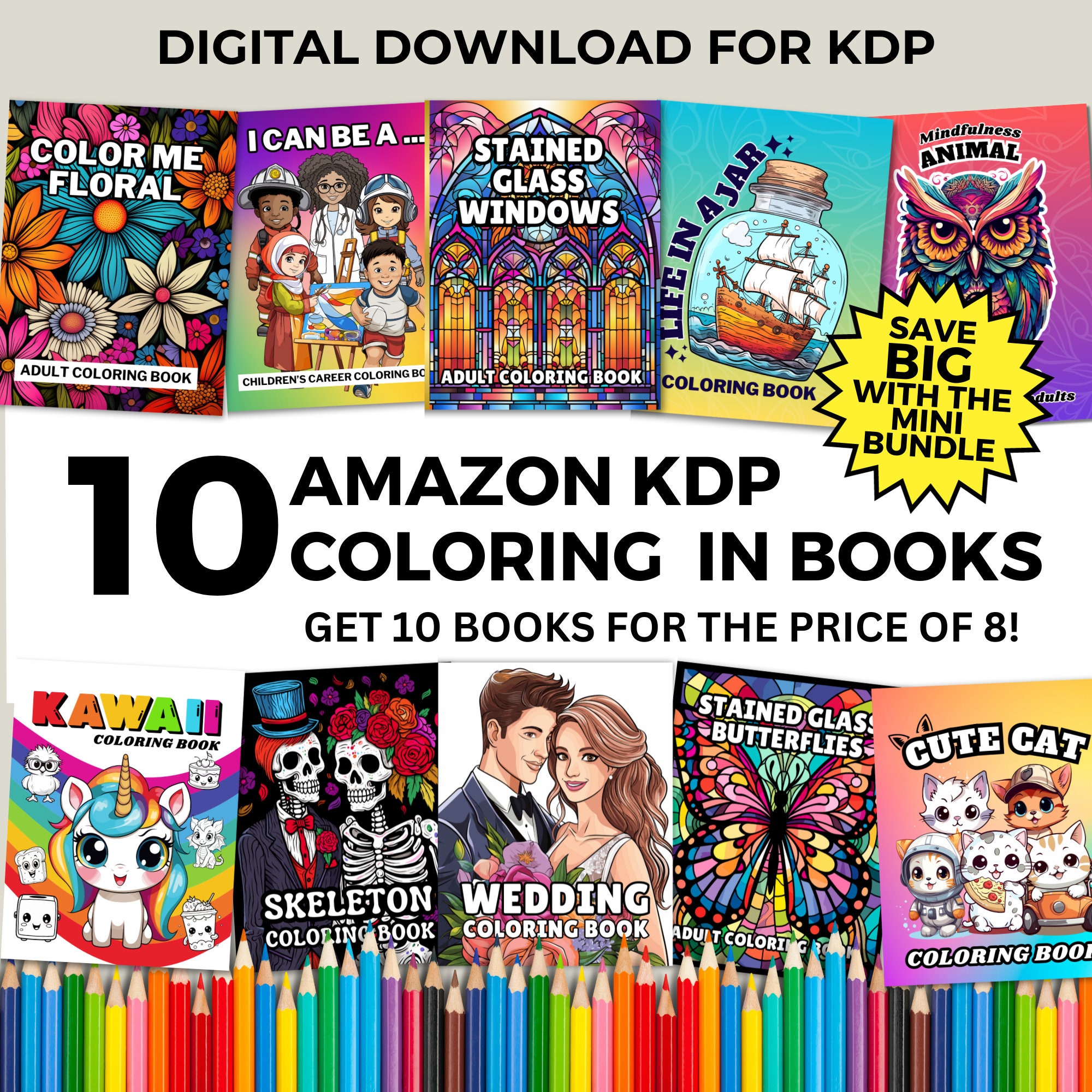 KDP Bundle: 7 KDP Books With 60 Coloring Pages per Book for Amazon KDP ...