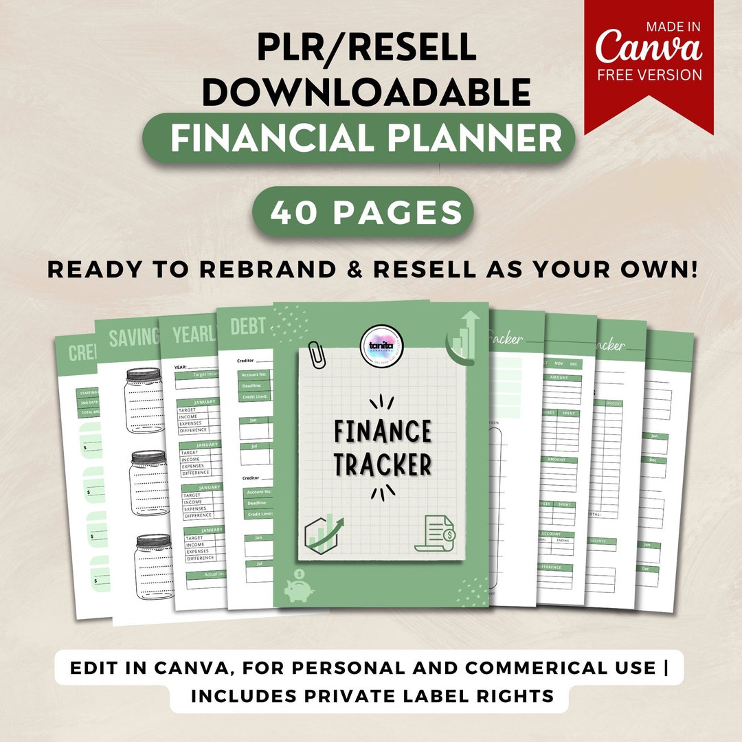 PLR Financial Planner Canva Template | Goodnotes Canva Finance Planner ...
