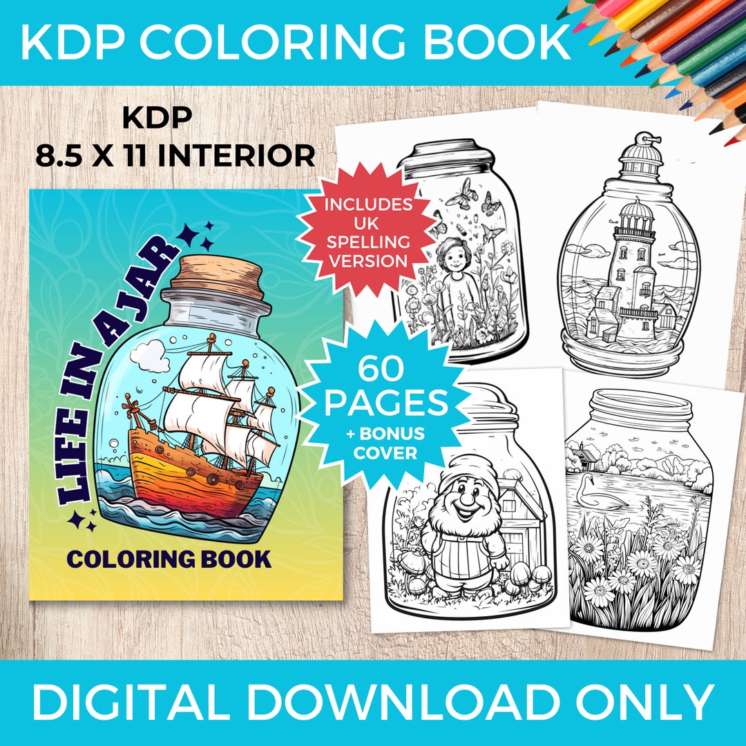 Life in A Jar Coloring Book Pages Coloring Pages PDF for Amazon KDP: 60 ...