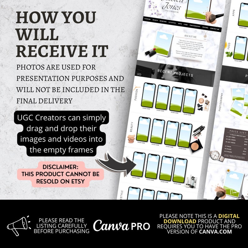 Professional PLR UGC Portfolio Canva Plr UGC Canva Template Plr Ugc Website With Commercial Use ...