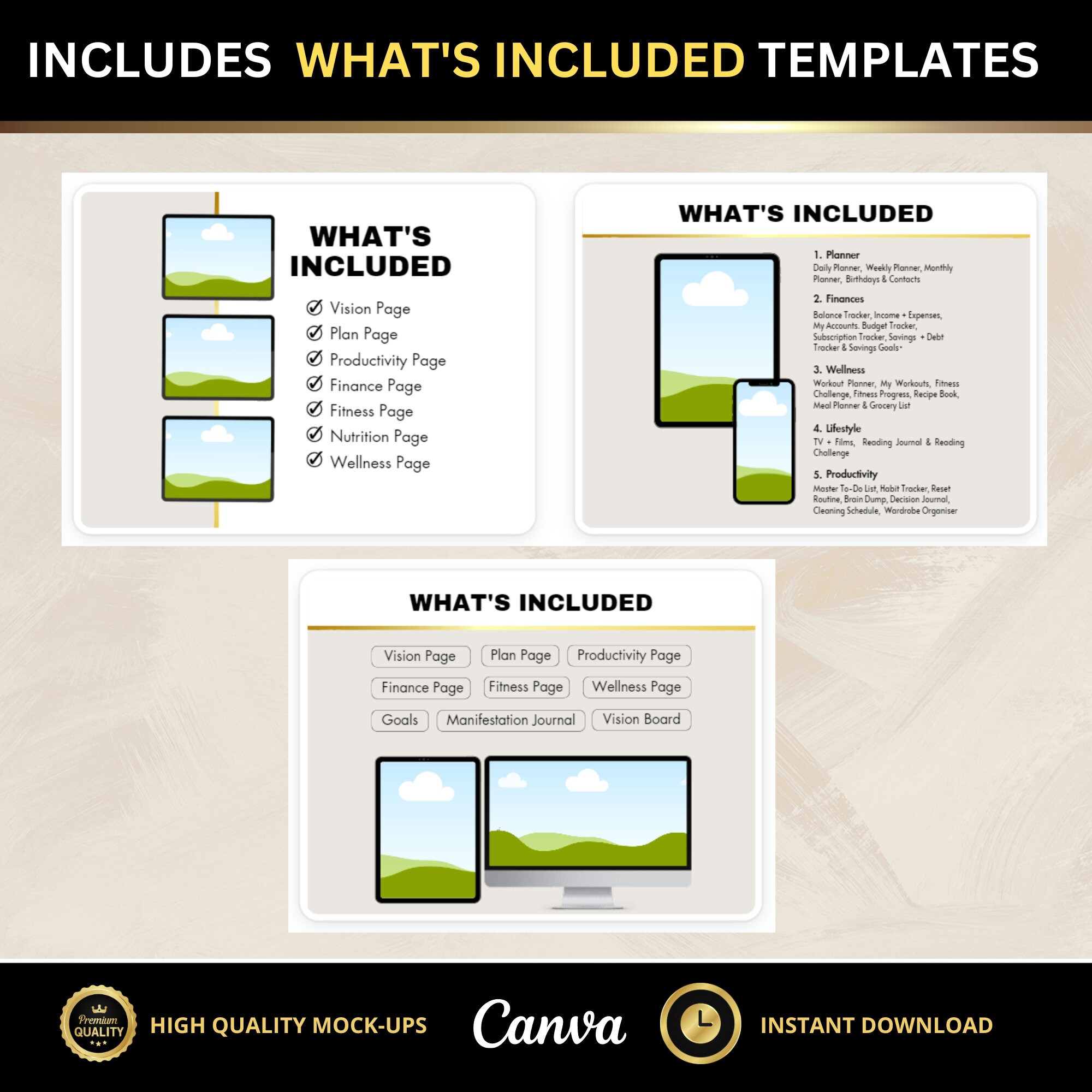 30 Notion Template Mockups for Etsy Listing, Latest Etsy Sizes: Square ...
