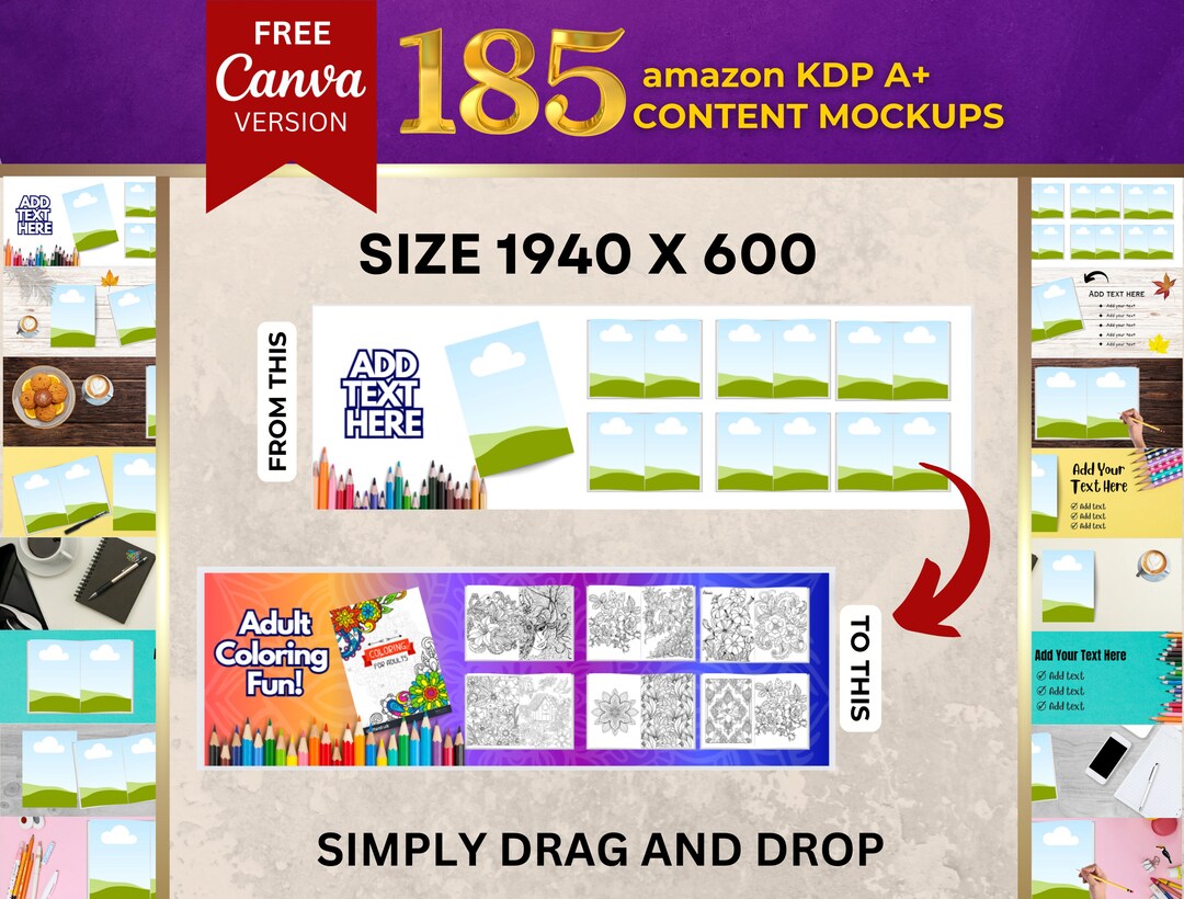 185 KDP Book Mockups for A Plus Content, Size 1940 X 600px - Free Canva ...