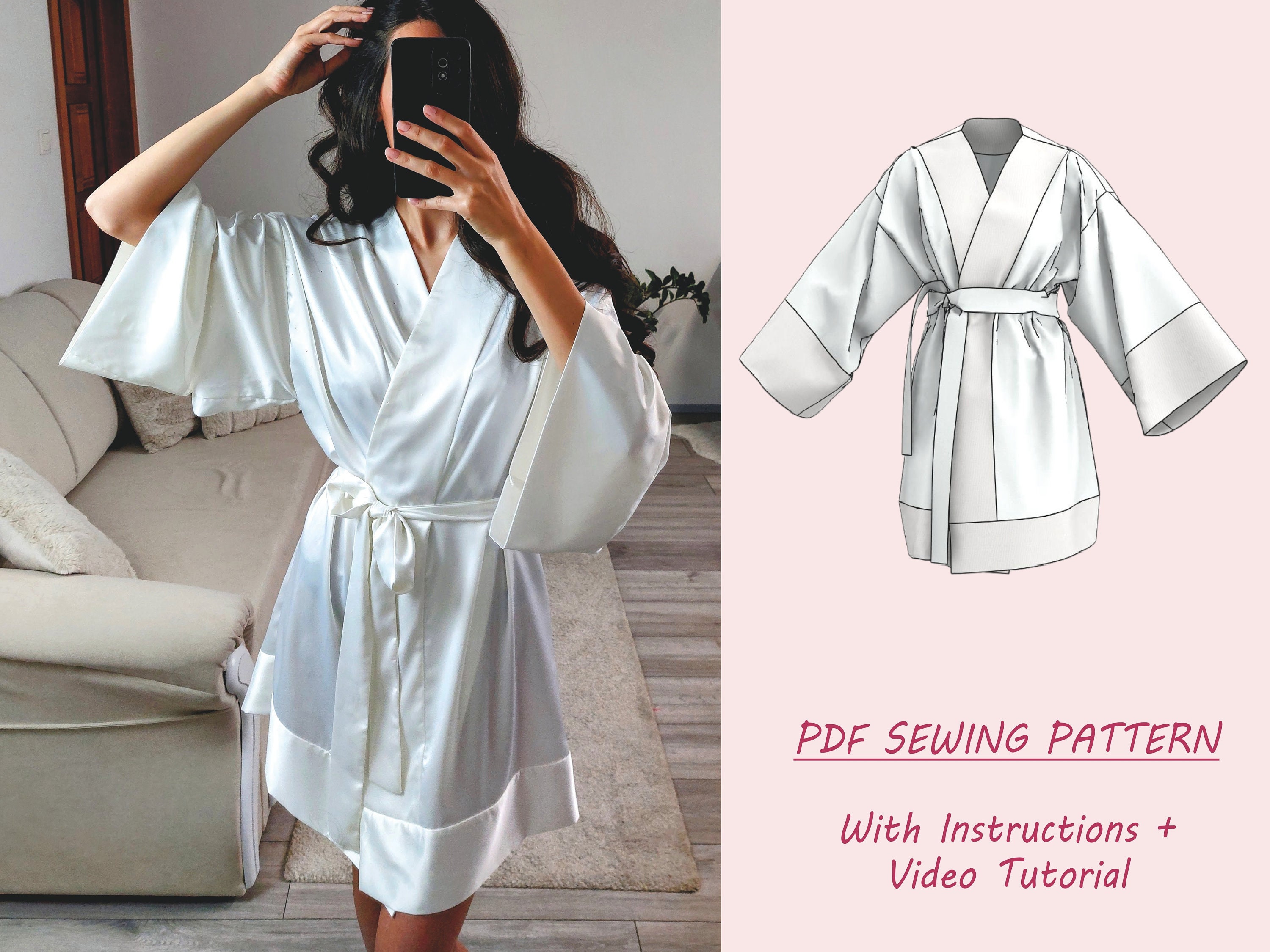 Kimono Robe PDF Pattern, Easy Sewing Project for Beginners, How to Sew ...
