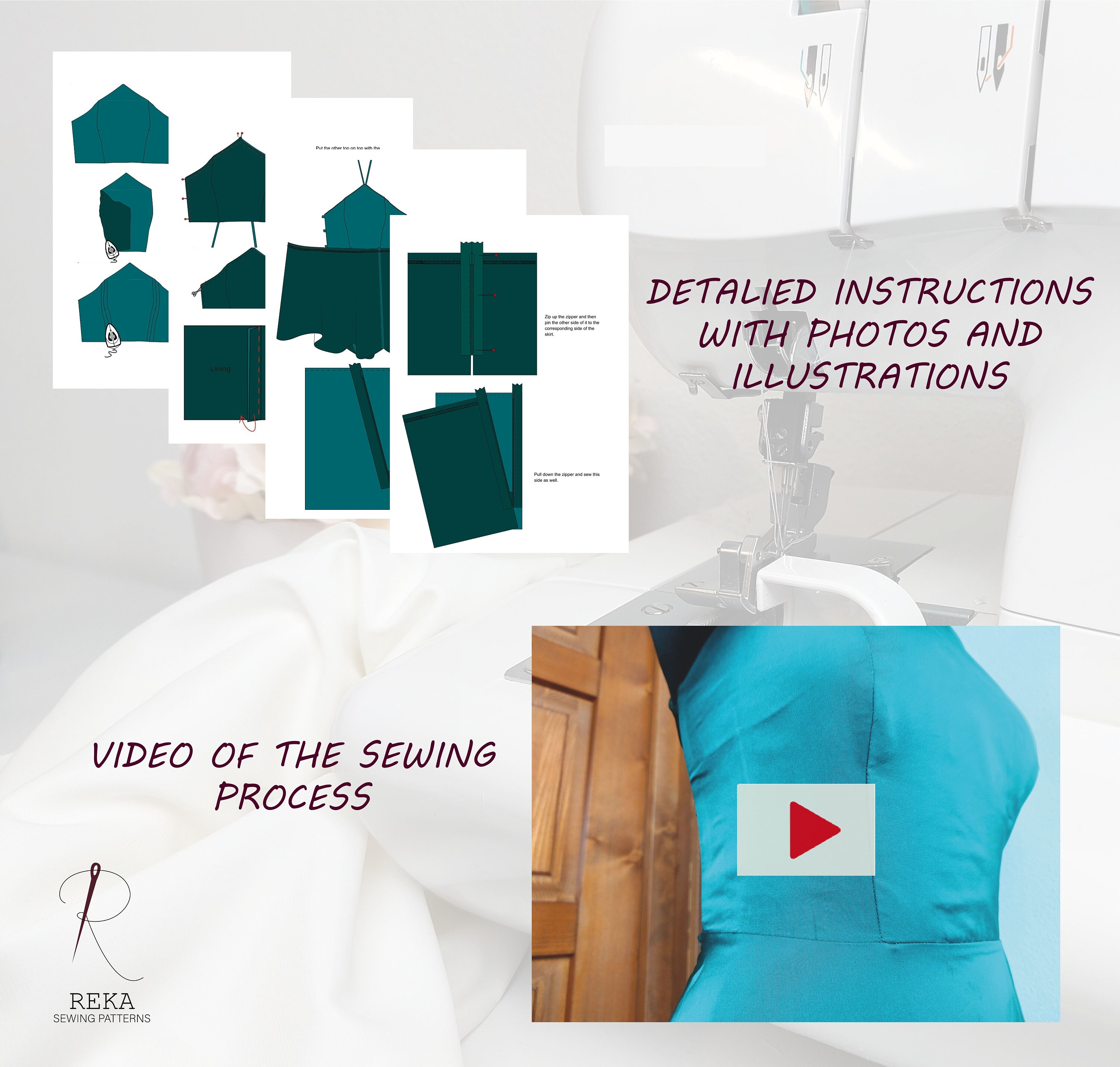 Slit Dress PDF Sewing Pattern. Long Evening Dress With Lace up Back and ...