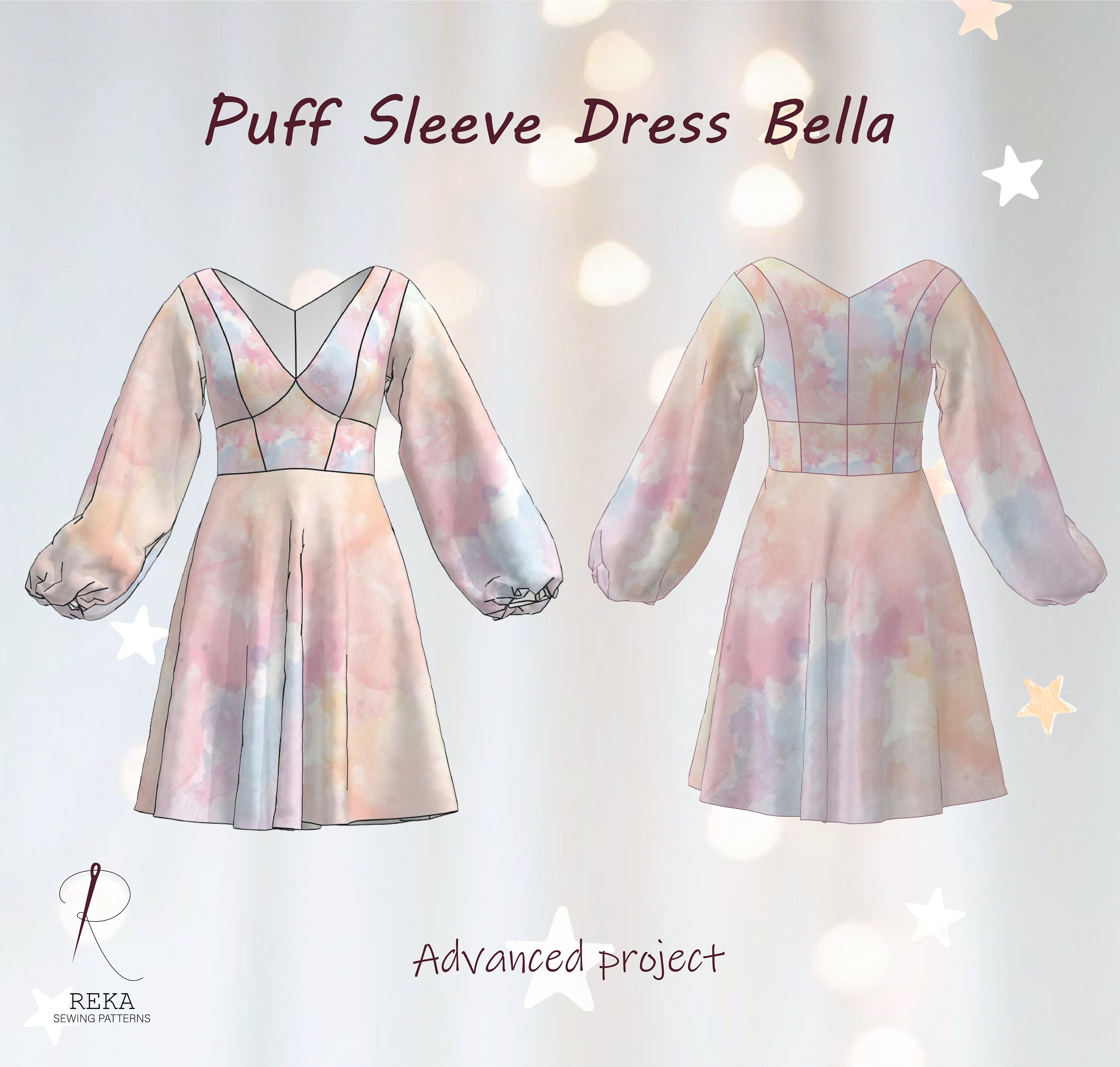 Puff Sleeve Dress PDF Pattern, Easy Sewing Project for Beginners, How ...