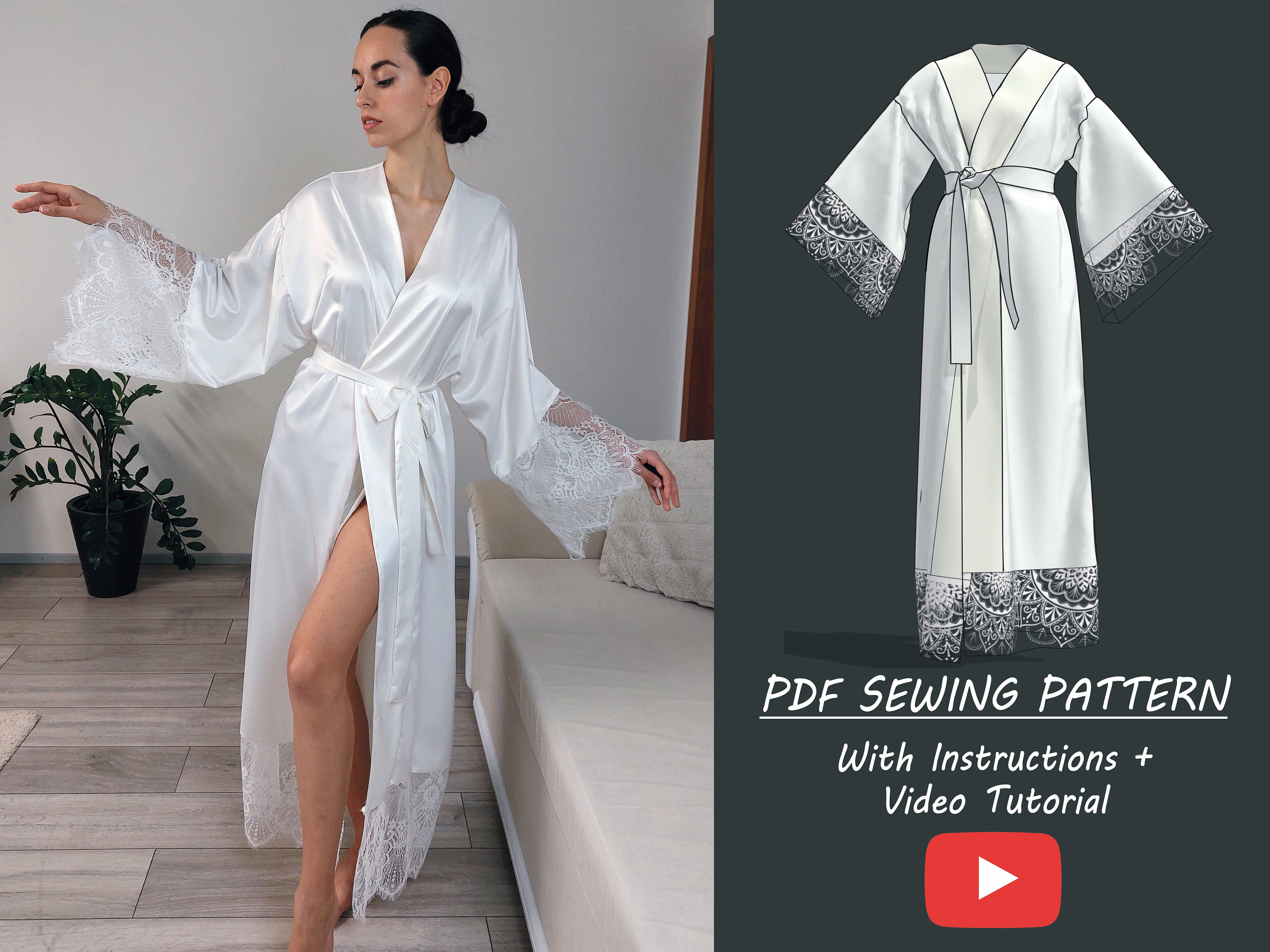 PDF Sewing Pattern for Robe With Sewing Tutorial , Easy Sewing Project ...
