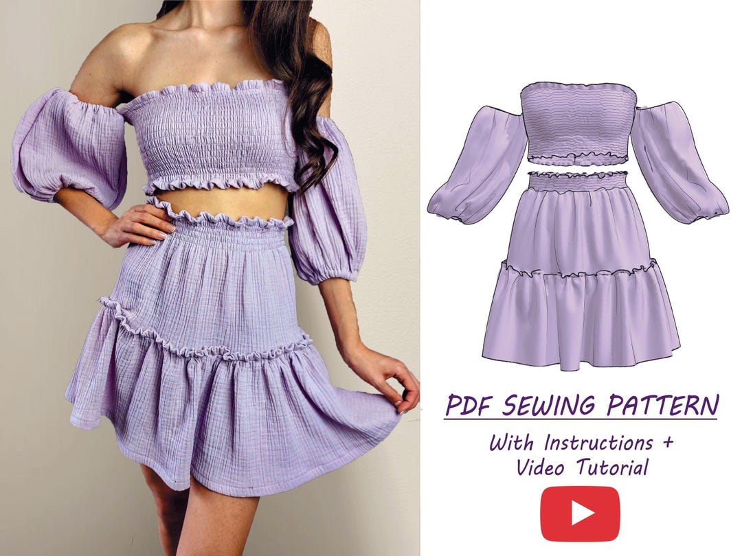 Two Piece Set Sewing Pattern, Easy Sewing Projects for Beginners With ...