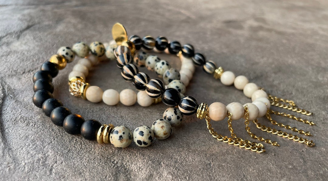 Bianca: Bracelet Stack, Bead and Chain Bracelet, the Lace Project ...