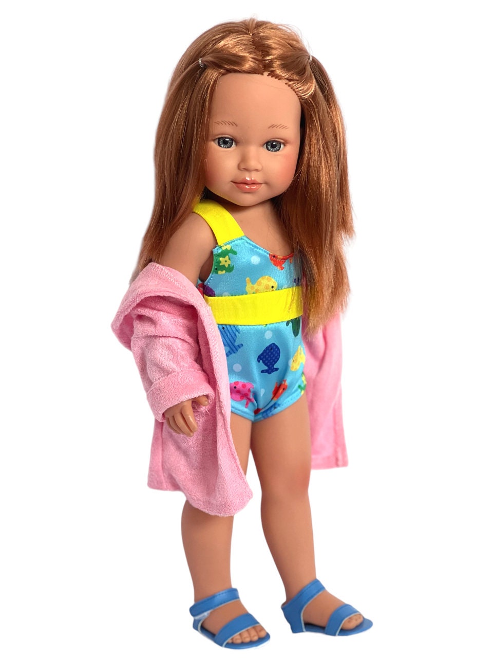 Tropical Fish Swimsuit With Robe and Blue Sandals Fits 18 - Etsy