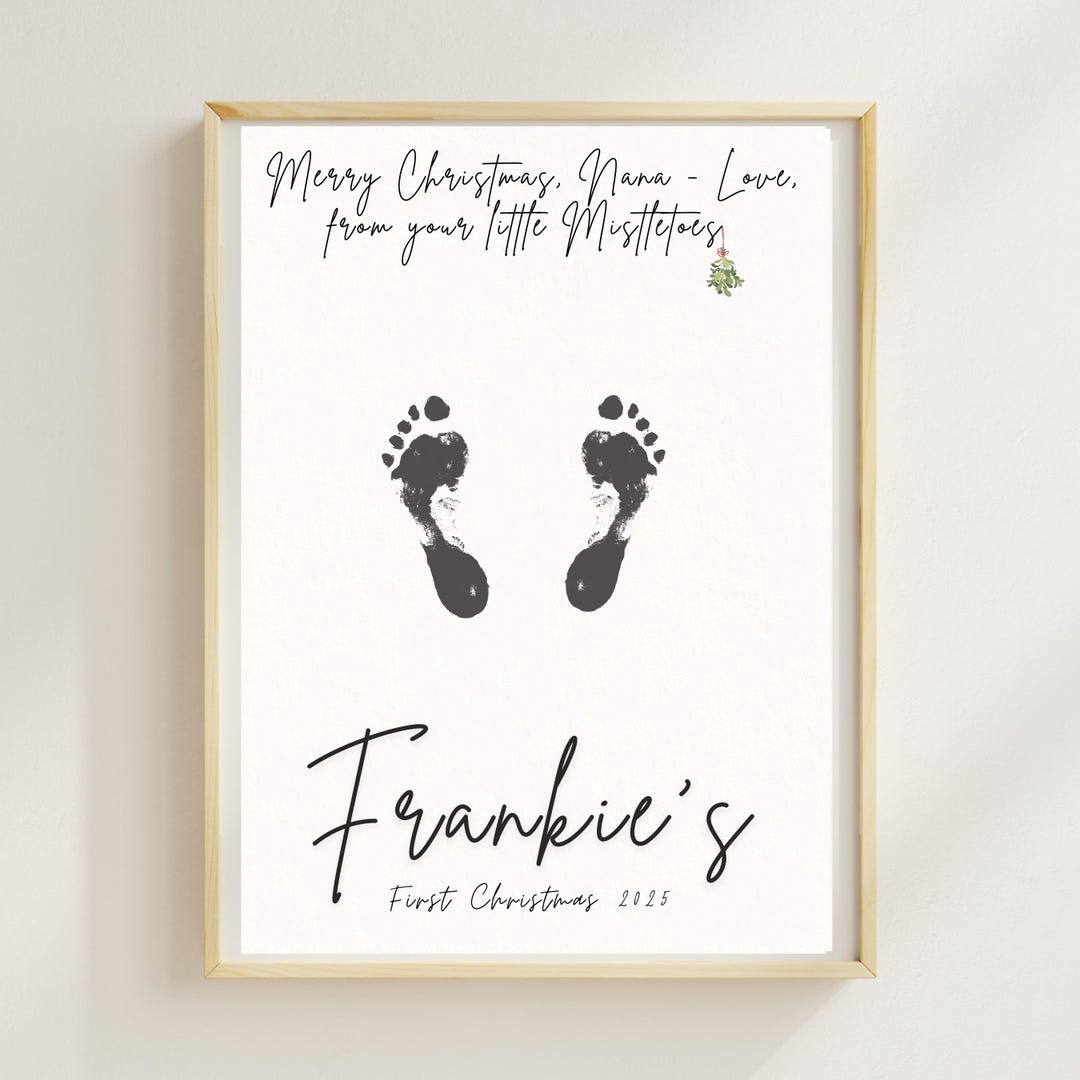 Mistletoes Baby Footprint Christmas Print | Personalised Grandparent ...