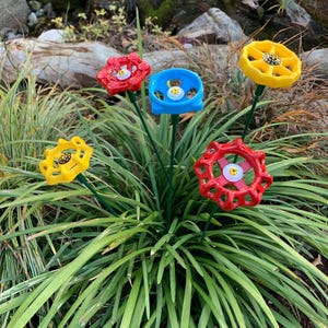 Set of 5 Mini Metal Flowers Assorted Shapes and Sizes, 12" Garden ...