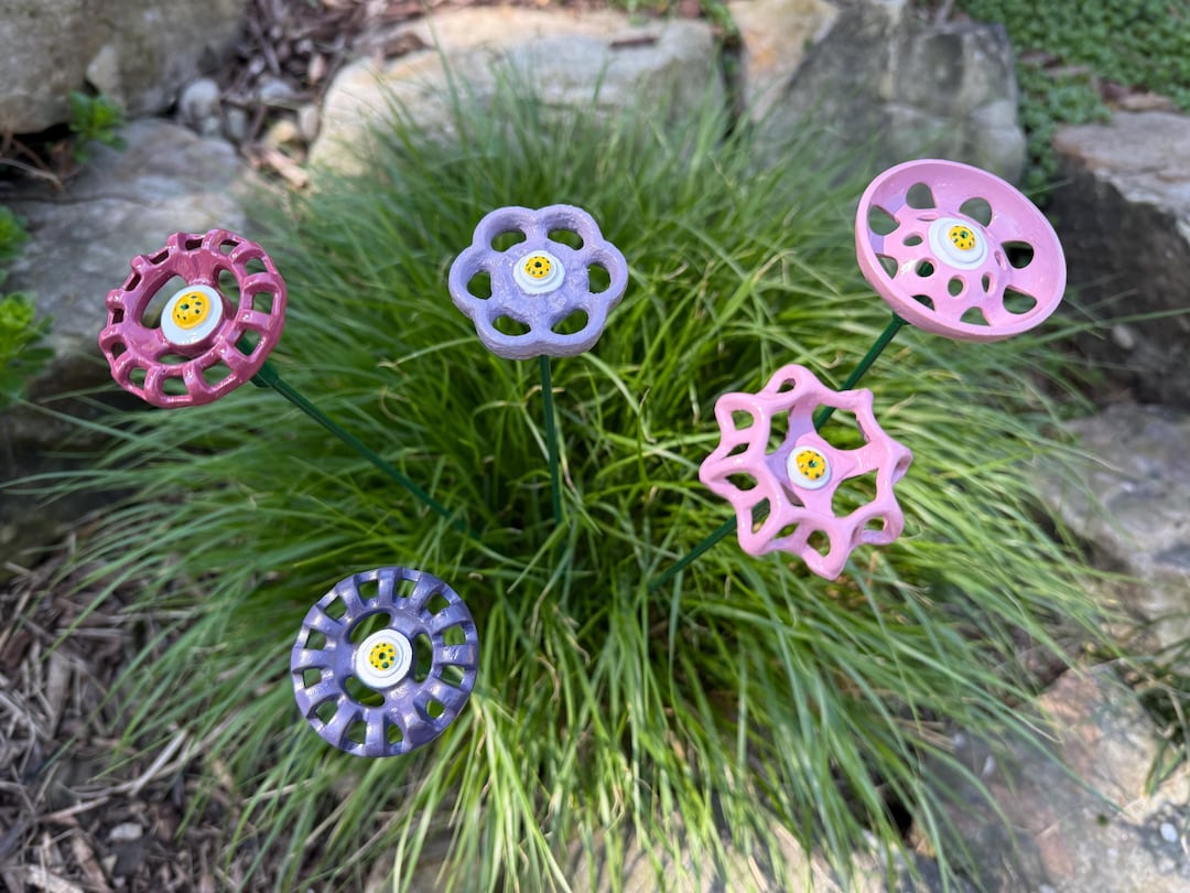 Set of 5 Pastel Mini Metal Flowers Assorted Shapes and Sizes, 12 ...