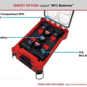 FOAM INSERT to Store M12 Charger and M12 Batteries in a Milwaukee ...