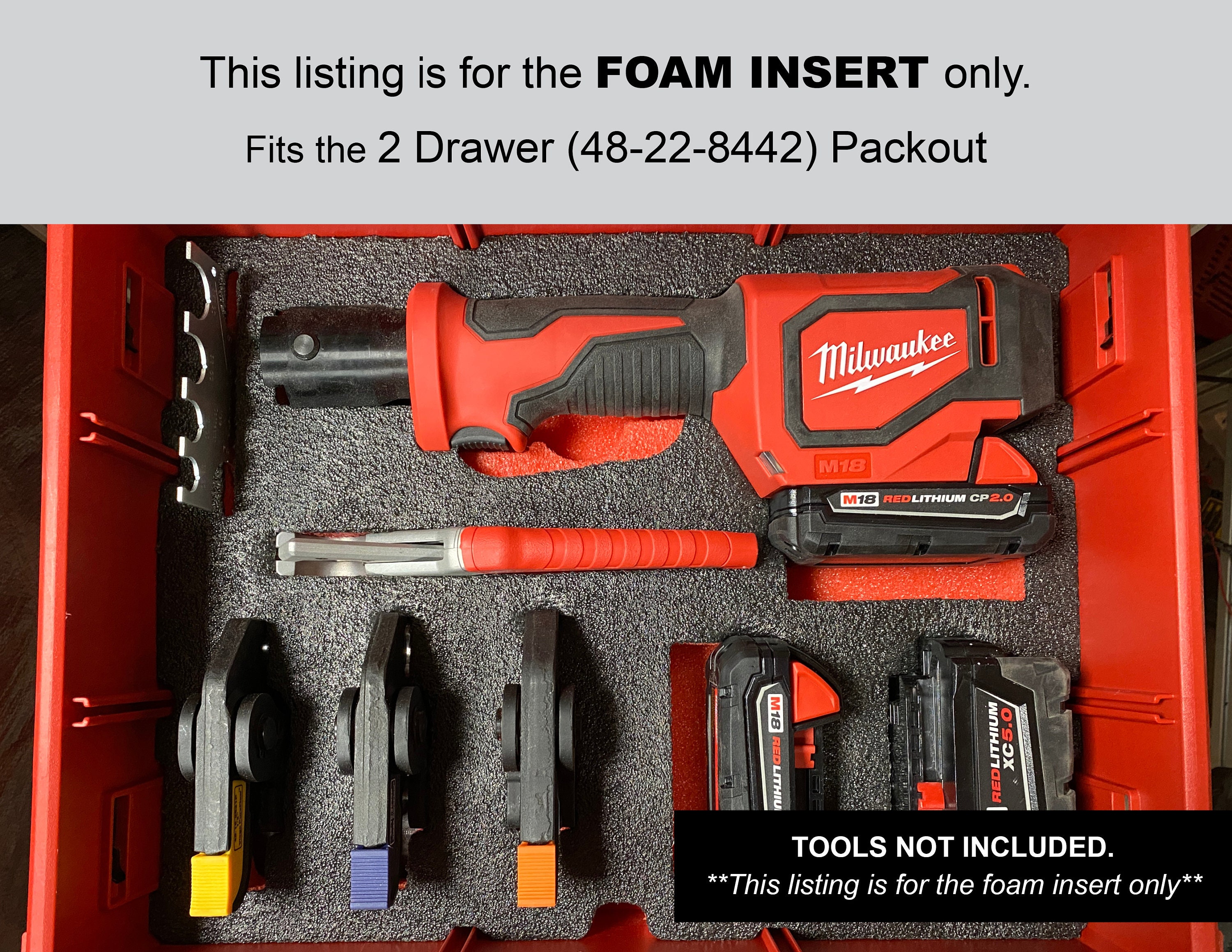 FOAM INSERT to Store M18 Short Throw Press Tool Kit Pex or Viega Jaws 2674 22 in a Milwaukee Packout 2 Drawer Tool Box Tools NOT Included Etsy Australia