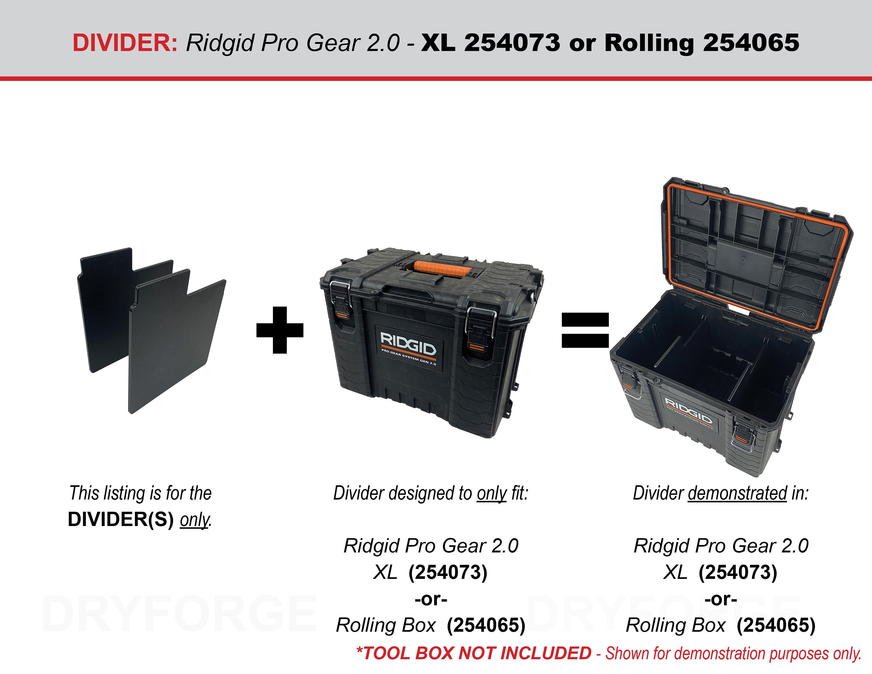 Dividers for Ridgid Pro Gear 2.0 Rolling Tool Box or XL Tool Box ...