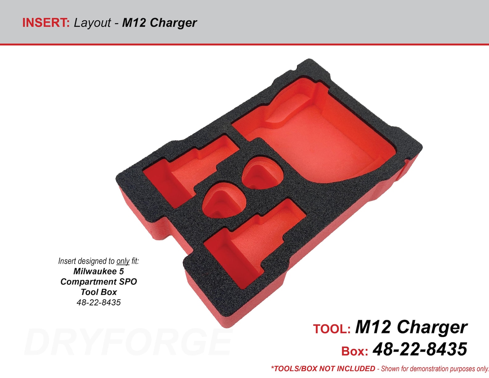 FOAM INSERT to Store M12 Charger and M12 Batteries in a Milwaukee ...