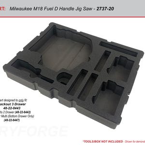 FOAM INSERT to Store M18 Fuel Jig Saw 2737-20 in a Milwaukee Packout 3 ...