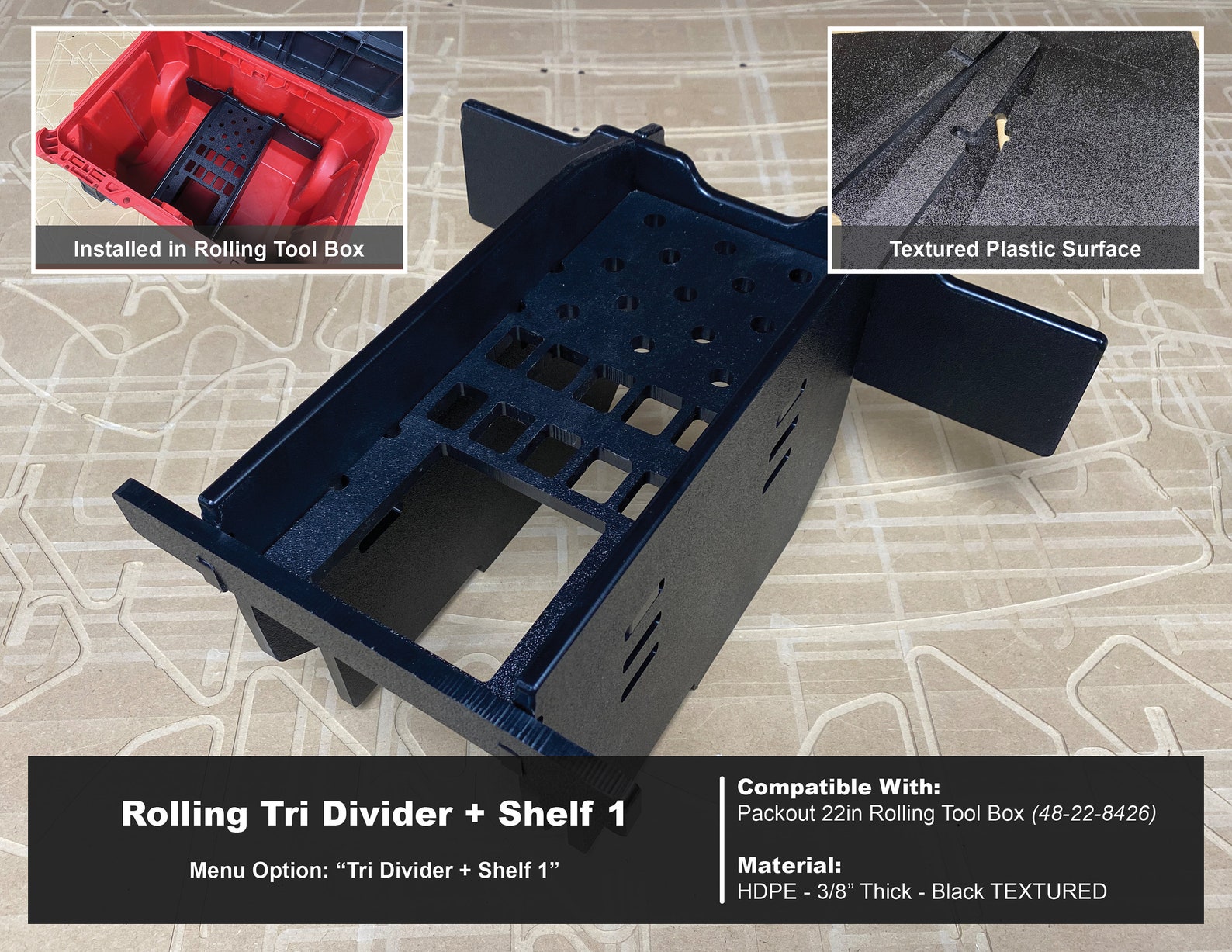 Tri Divider Insert Tool Organizer for Packout Rolling Tool Box - Tool ...