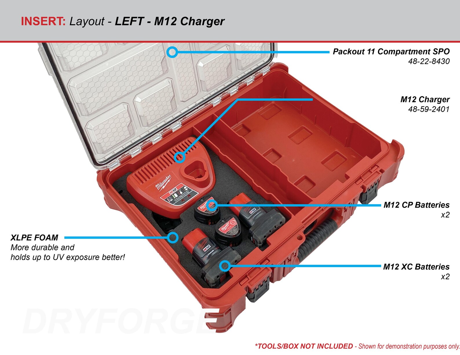 FOAM INSERT to Store M12 Charger and Batteries in a Milwaukee Packout ...