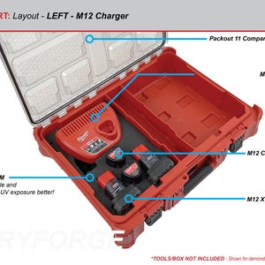 FOAM INSERT to Store M12 Charger and Batteries in a Milwaukee Packout ...