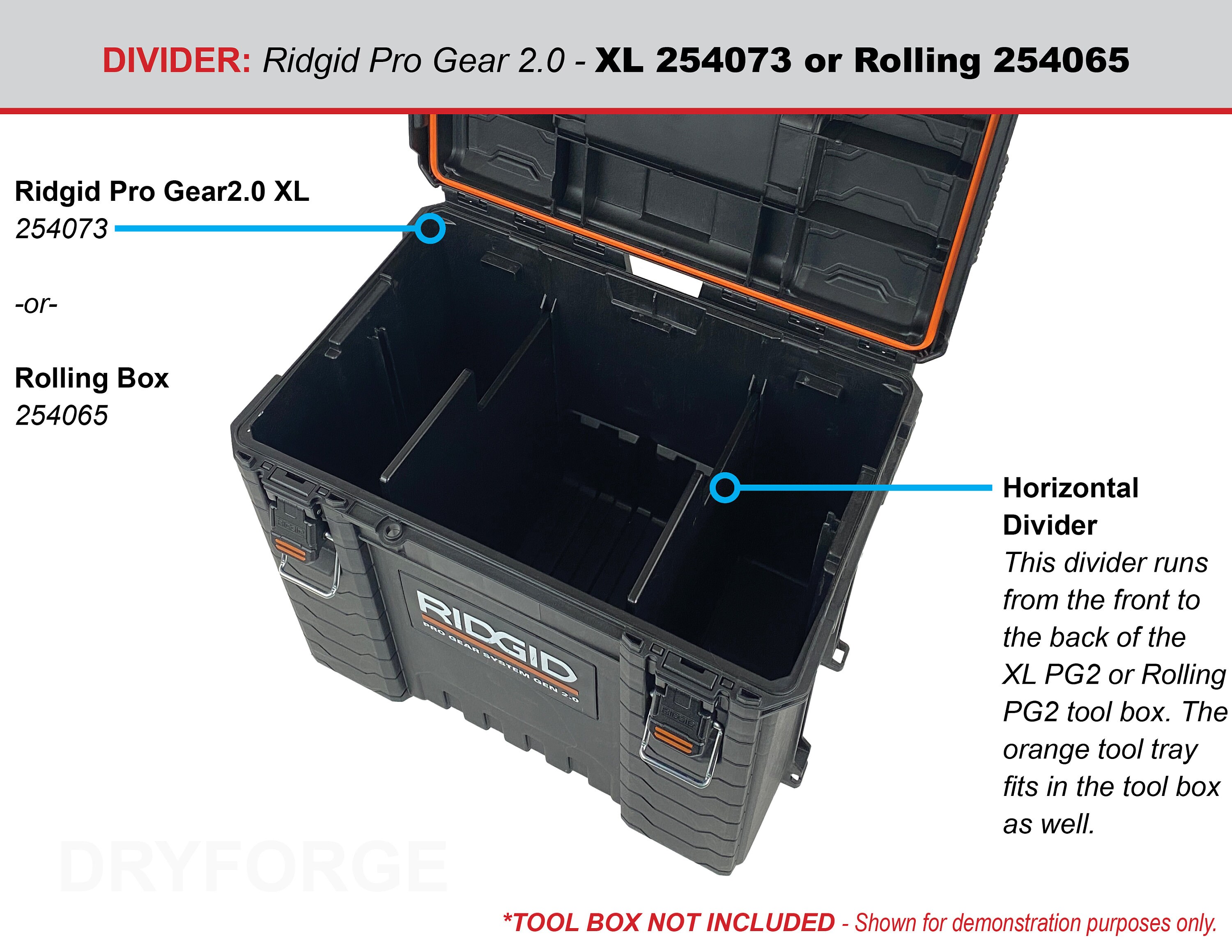 Dividers for Ridgid Pro Gear 2.0 Rolling Tool Box or XL Tool Box ...