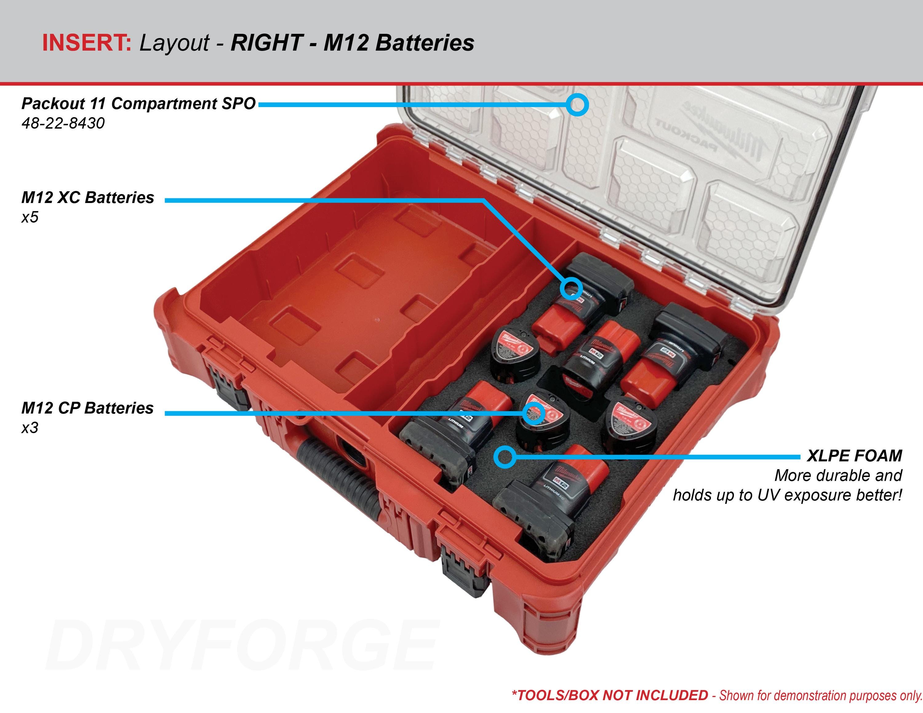 FOAM INSERT to Store M12 Charger and Batteries in a Milwaukee Packout ...