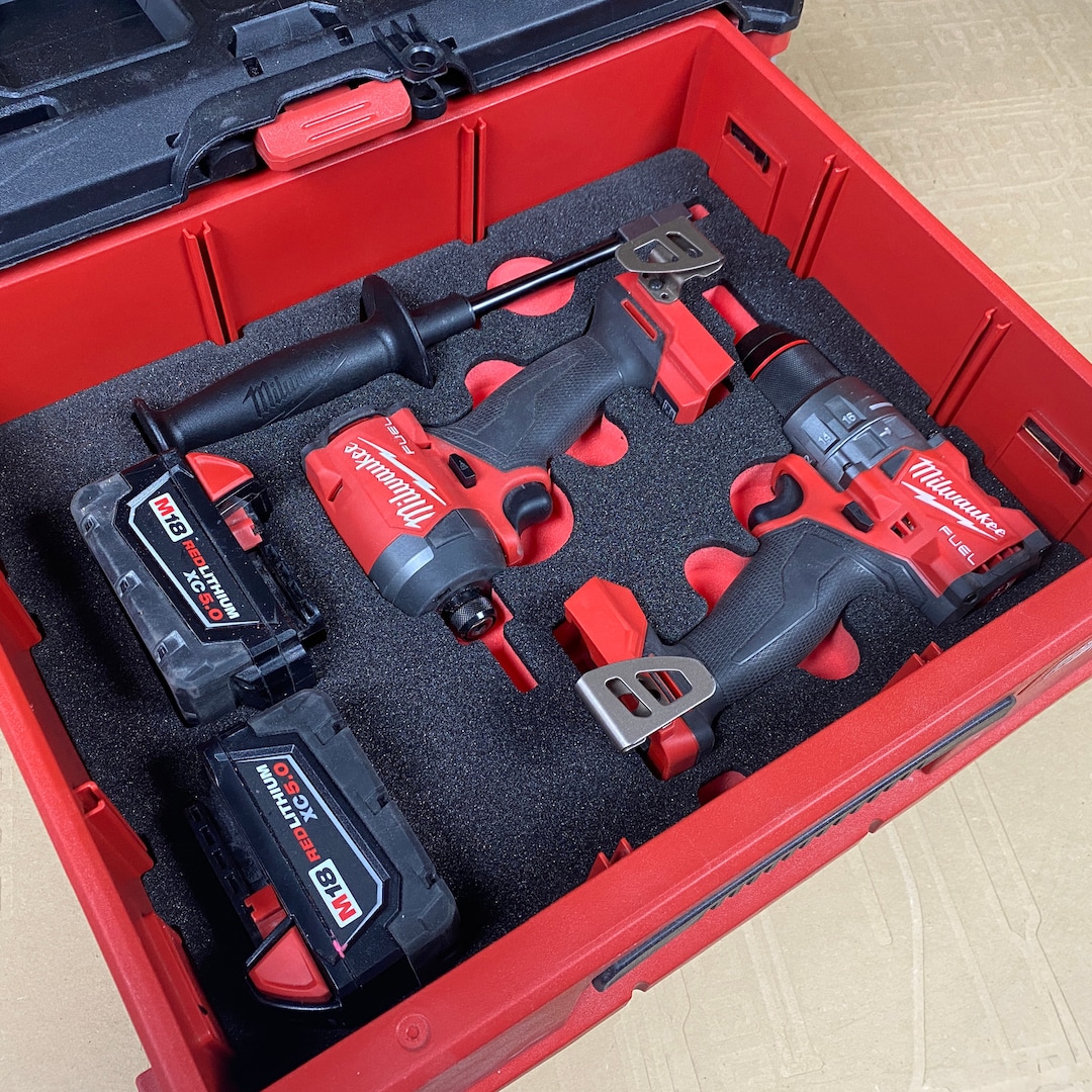FOAM INSERT to Store M18 Fuel Hammer Drill Impact Kit 3697-22 in a Milwaukee Packout 2 Drawer ...