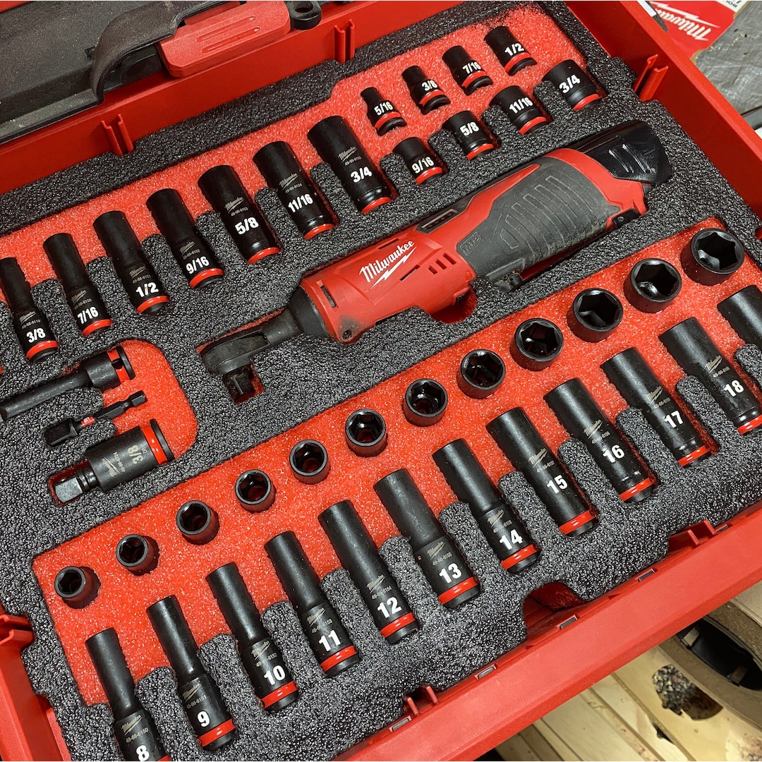 FOAM INSERT to Store M12 Ratchet and Shockwave 43 Piece Socket Set in a ...