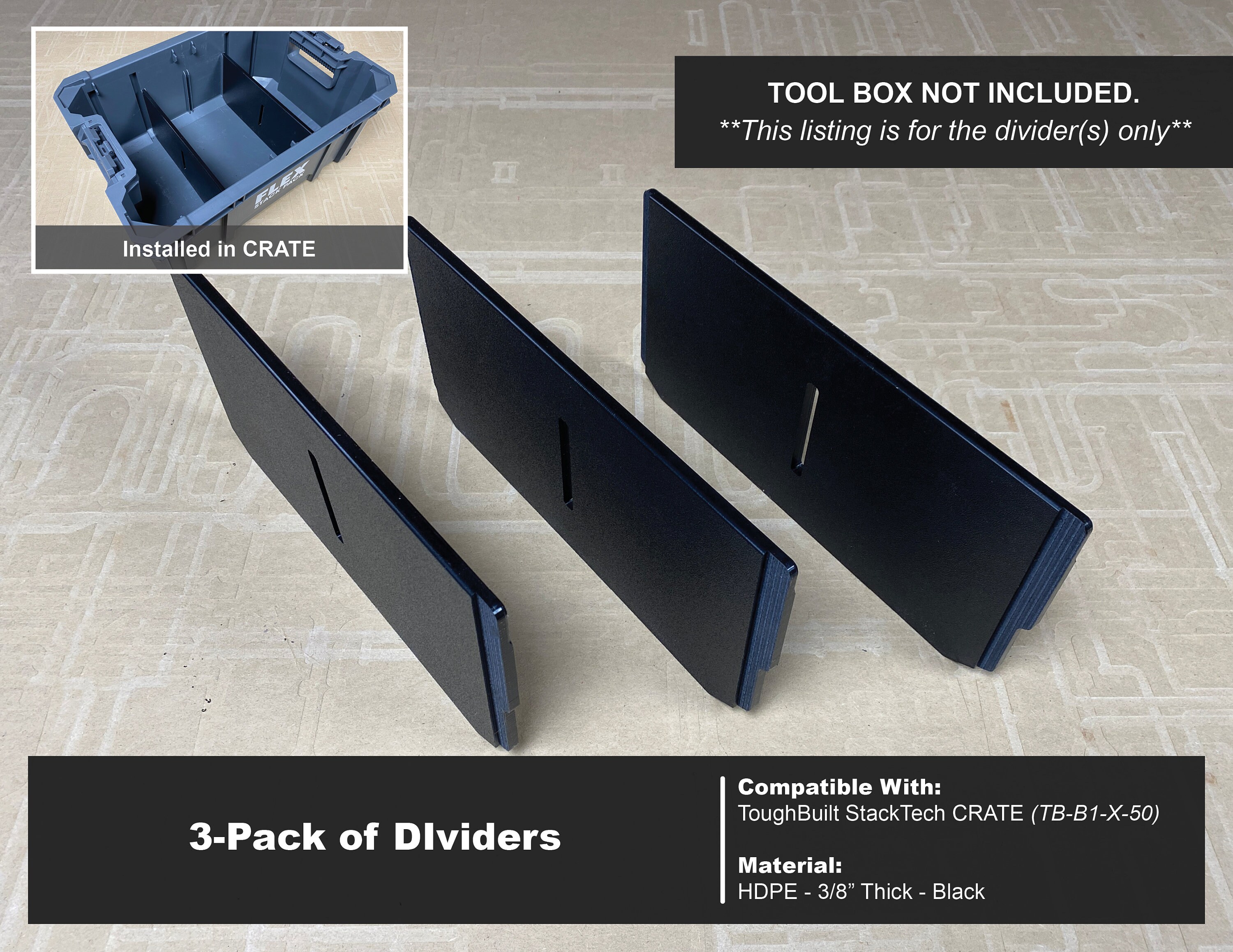 Divider for FLEX Stack Pack CRATE Tool Box - Tool Box NOT Included - Etsy