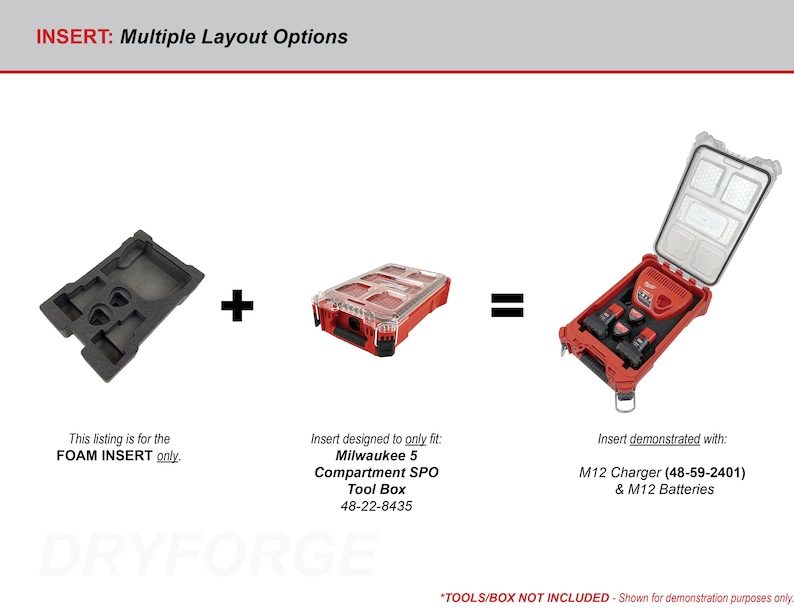 FOAM INSERT to Store M12 Charger and M12 Batteries in a Milwaukee ...