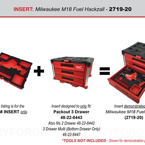 FOAM INSERT to Store M18 Fuel Hackzall 2719-20 in a Milwaukee Packout 2 ...