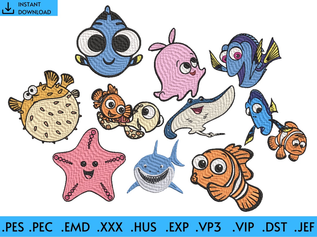 Nemo Embroidery Design Bundle Dory Machine Embroidery Design - Etsy France