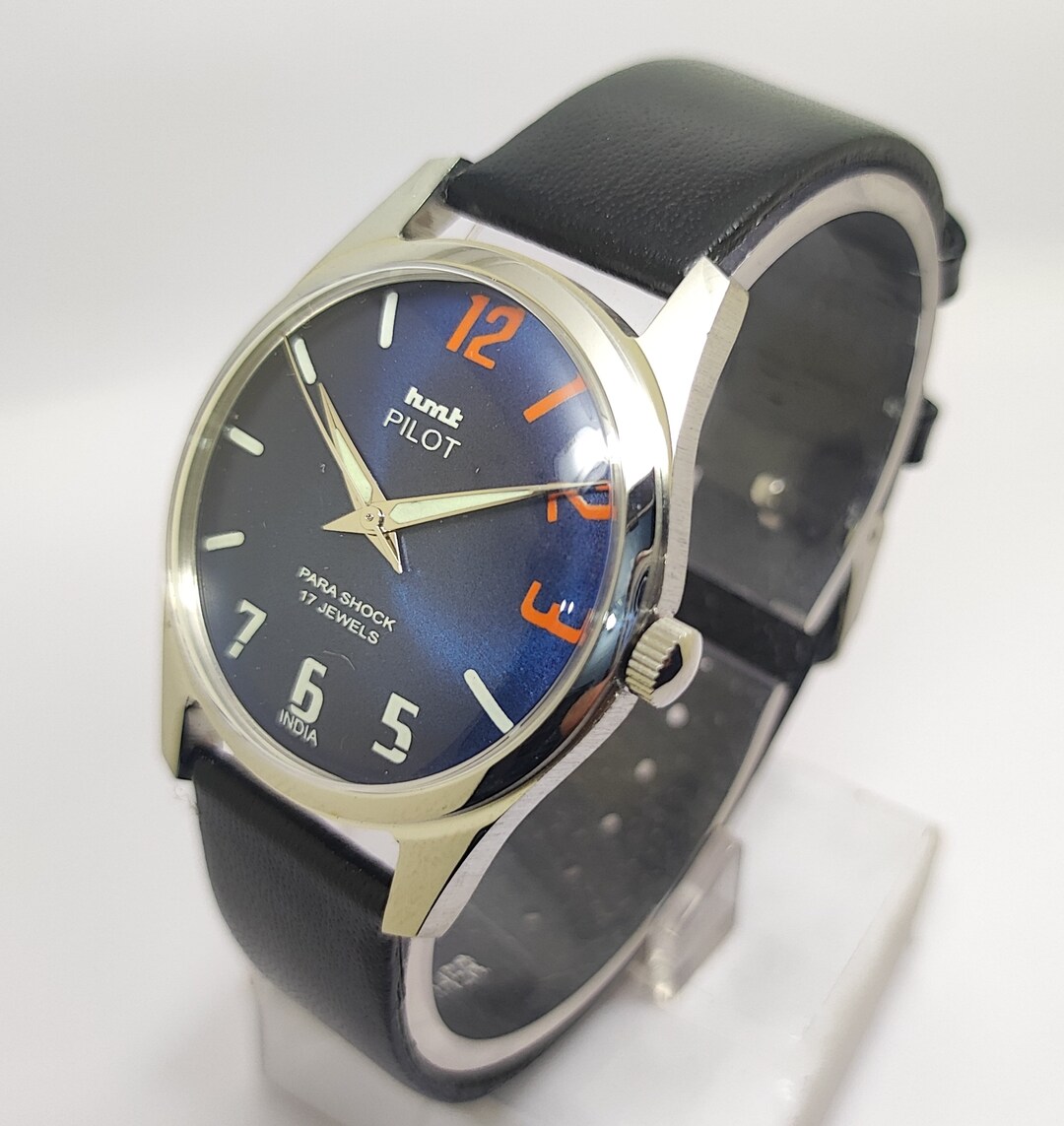 1990's Vintage HMT Pilot Mechanical Watch 17 Jewels Blue - Etsy
