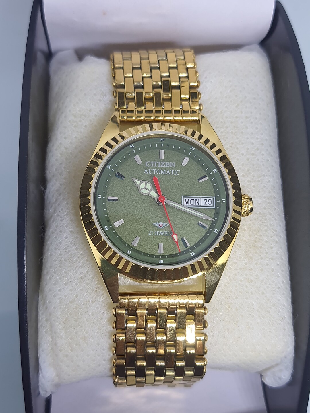 Rare 1990s Vintage Citizen Mechanical Automatic Men's Wrist Watch Green ...