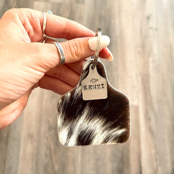 Cow Tag Keychain - Etsy