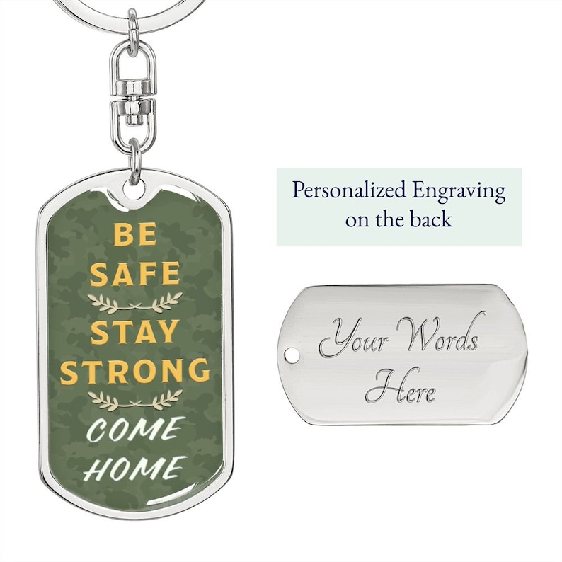 Deployment Gift Stay Safe Engraved Dog Tag Keychain Gift - Etsy