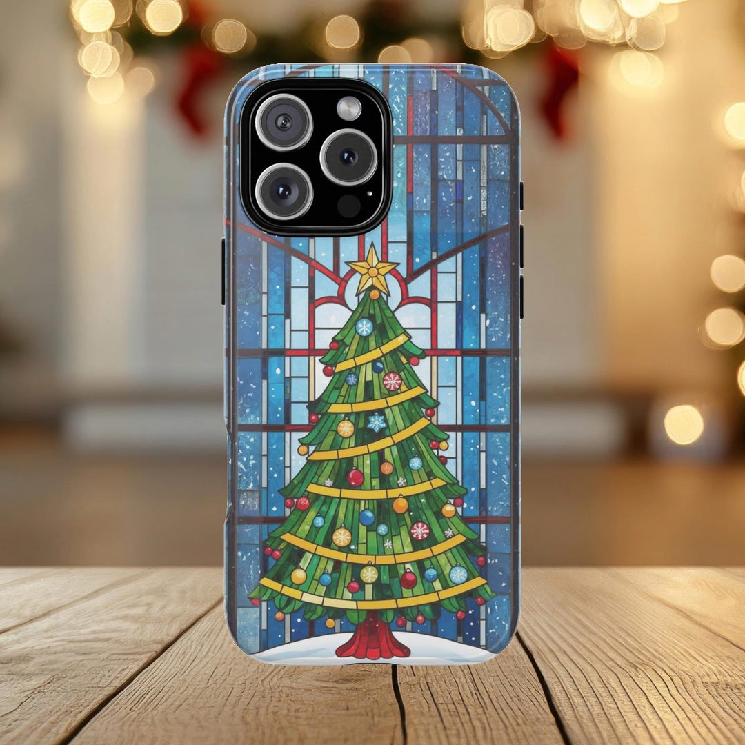 Faux Stained Glass Christmas Tree Tough Phone Case Holiday Style ...
